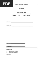History Grade 8 Term 3 Test 2024 | PDF | Ghana | Social Science