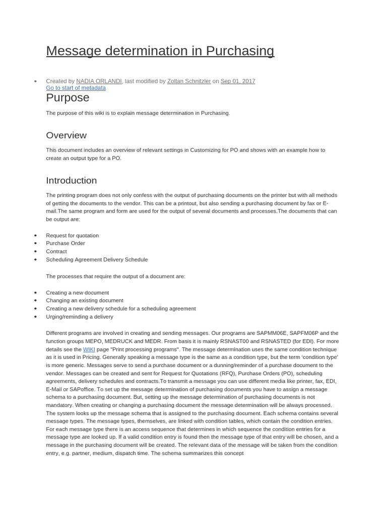 Message Determination in SAP MM Purchasing | PDF