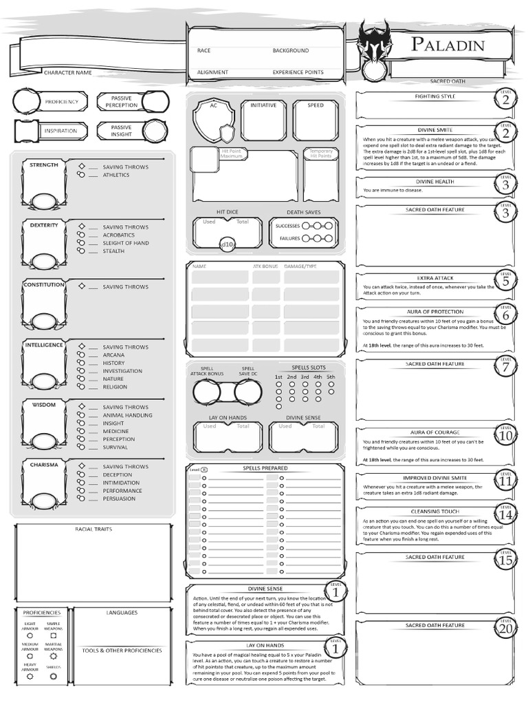 456029-Character Sheet Paladin Fillable | PDF