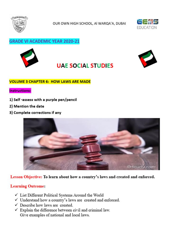 Ans Key WS Vol.3.Lesson 6 How Laws Are Made | PDF | Trials | Bill (Law)