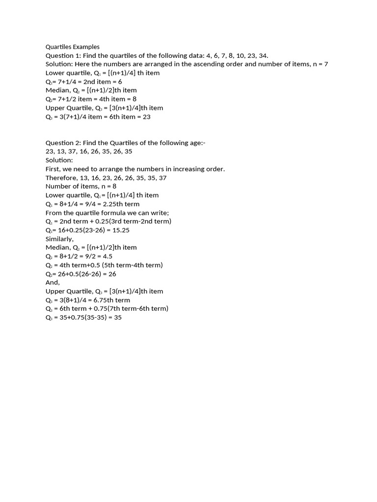 Quartiles Examples | PDF