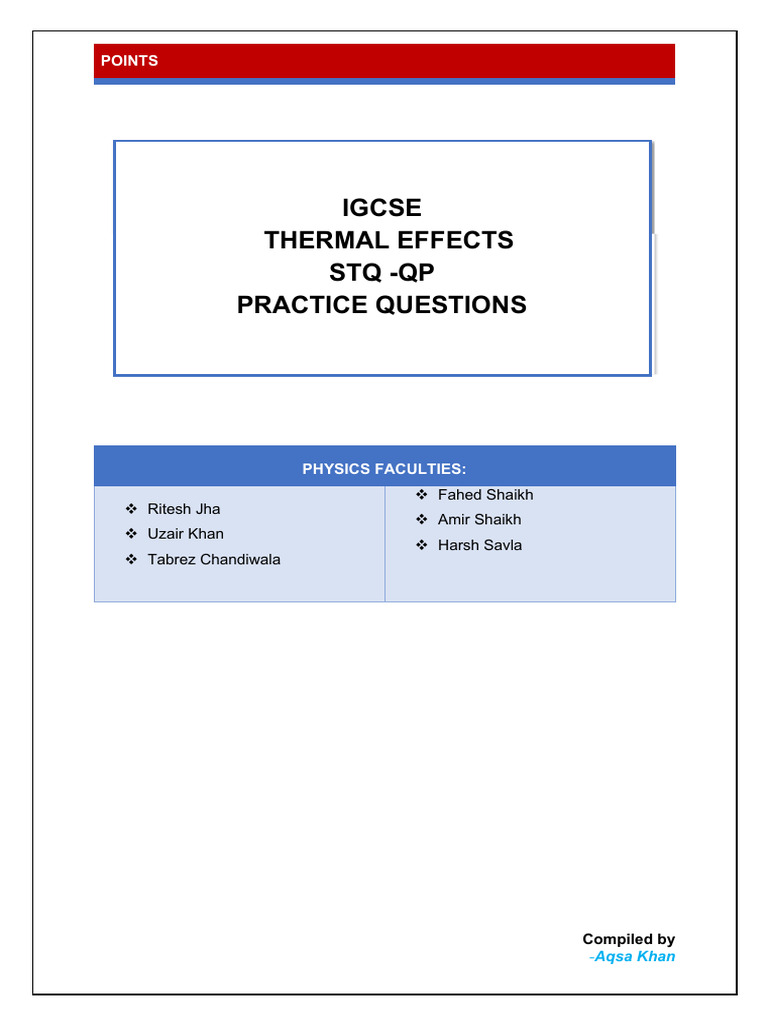 QP Thermal Effects Paper 4 Igcse | PDF