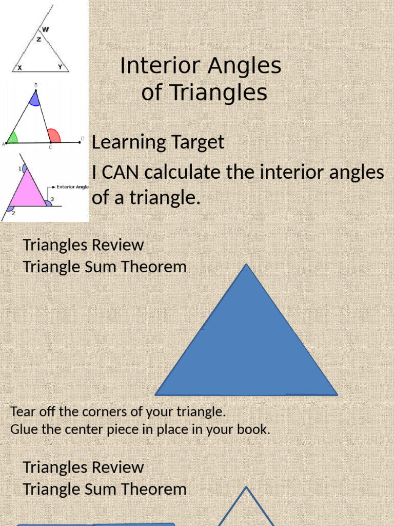 Angle Sum and Exterior Angles of Triangles | PDF