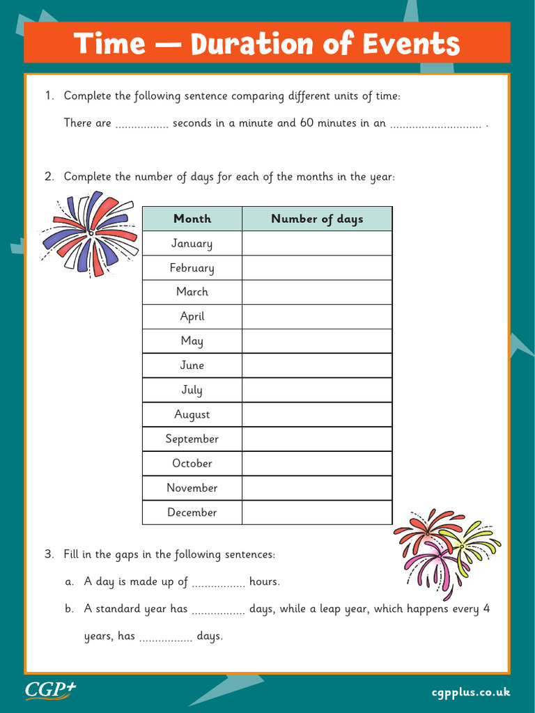Time Duration of Events (Year 3) Full Colour - M2WAC1454 | PDF