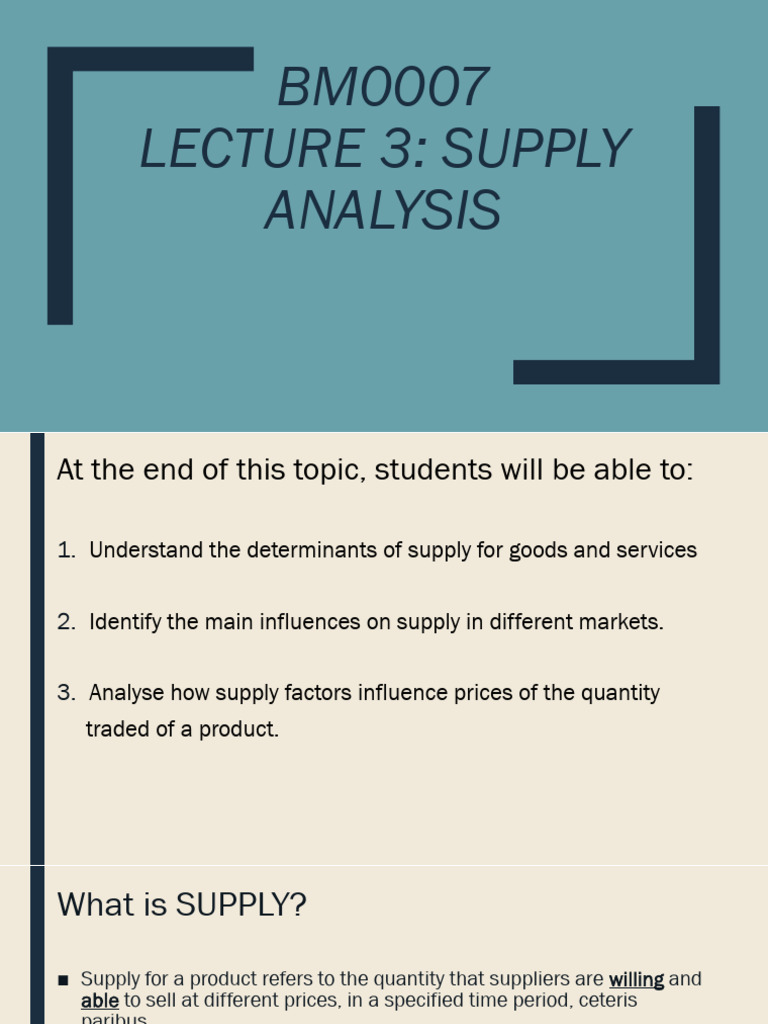 3. Supply Analysis | PDF