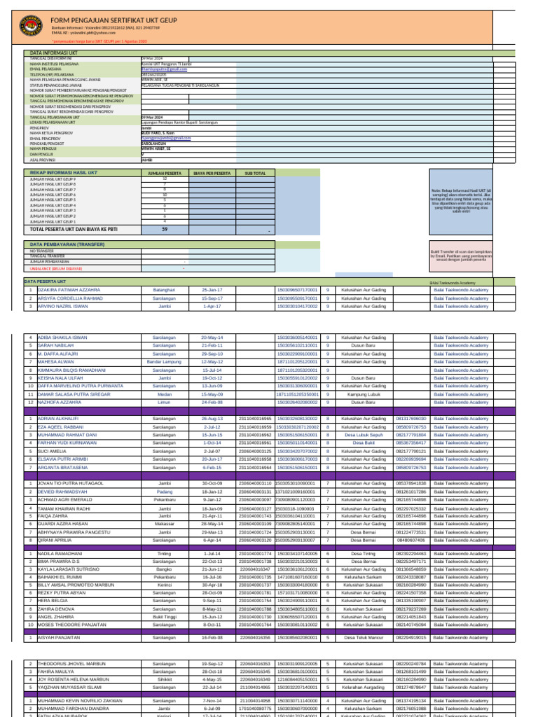 Form Ukt Geup 9 Maret 2024-1 | PDF