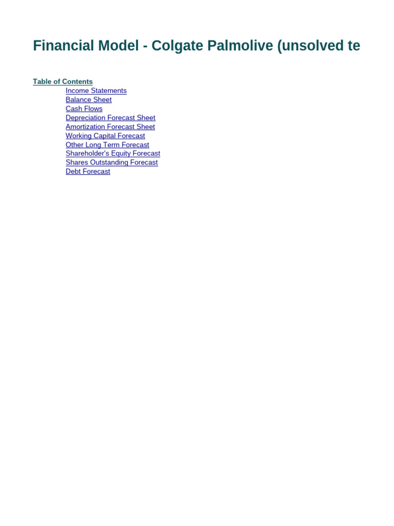 Colgate Financial Model | PDF