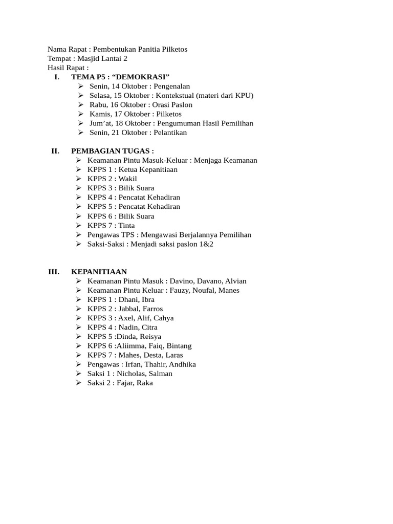 Pembentukan Kepanitiaan | PDF