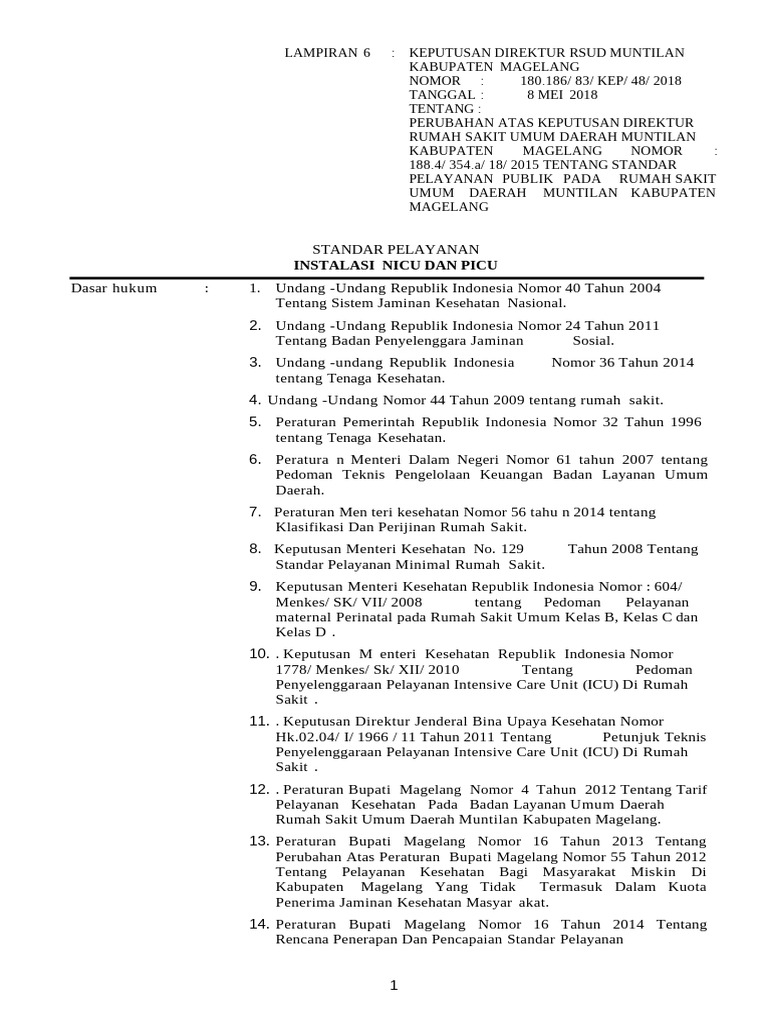 Standar Pelayanan Instalasi NICU Dan PICU-dikonversi | PDF