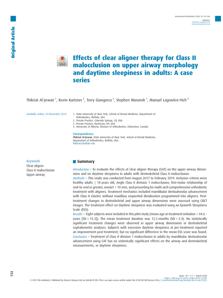 Effects of Clear Aligner Therapy For Class II Malocclusion On Upper ...