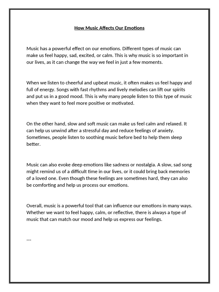 How Music Affects Our Emotions | PDF