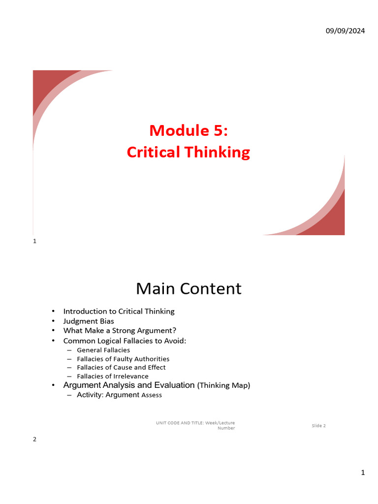 Module 5 Critical Thinking - Handout | PDF