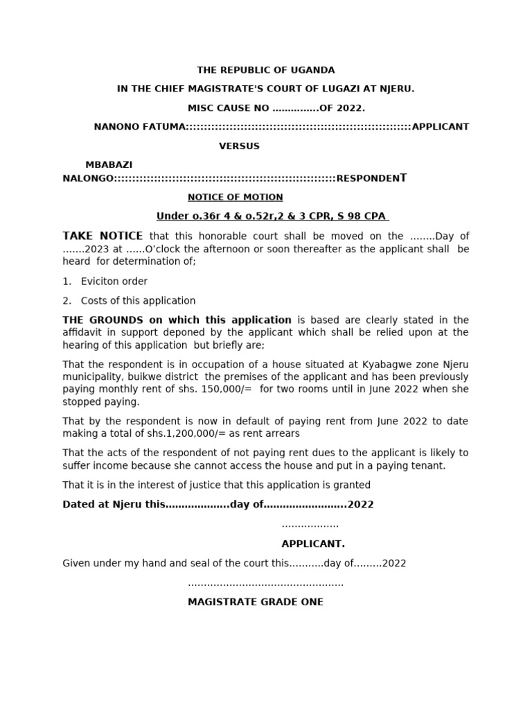 Notice of Motion | PDF