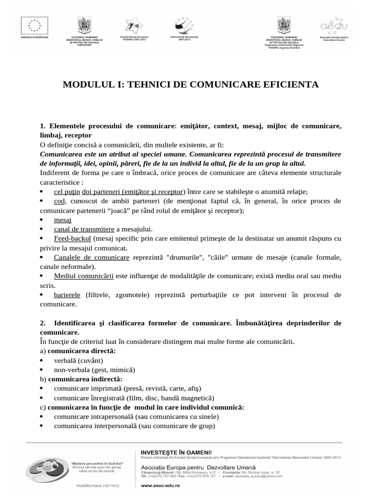 Tehnici de Comunicare Eficienta | PDF