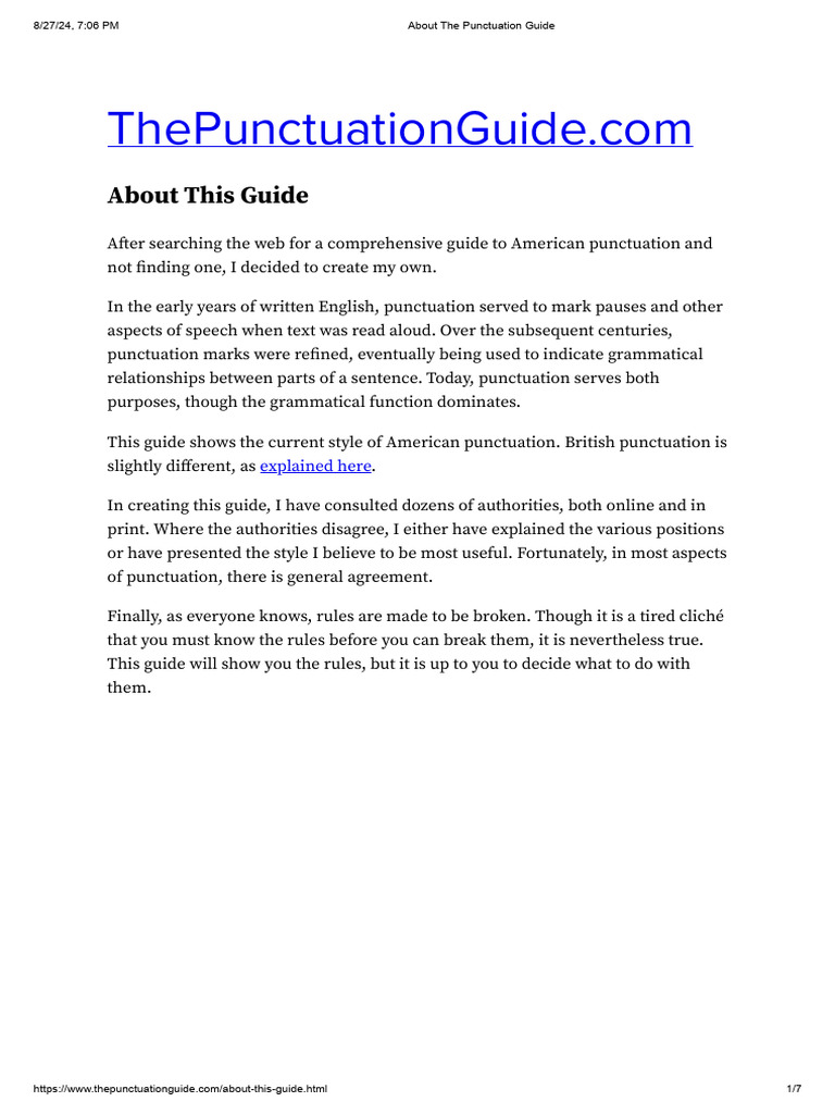 About The Punctuation Guide | PDF