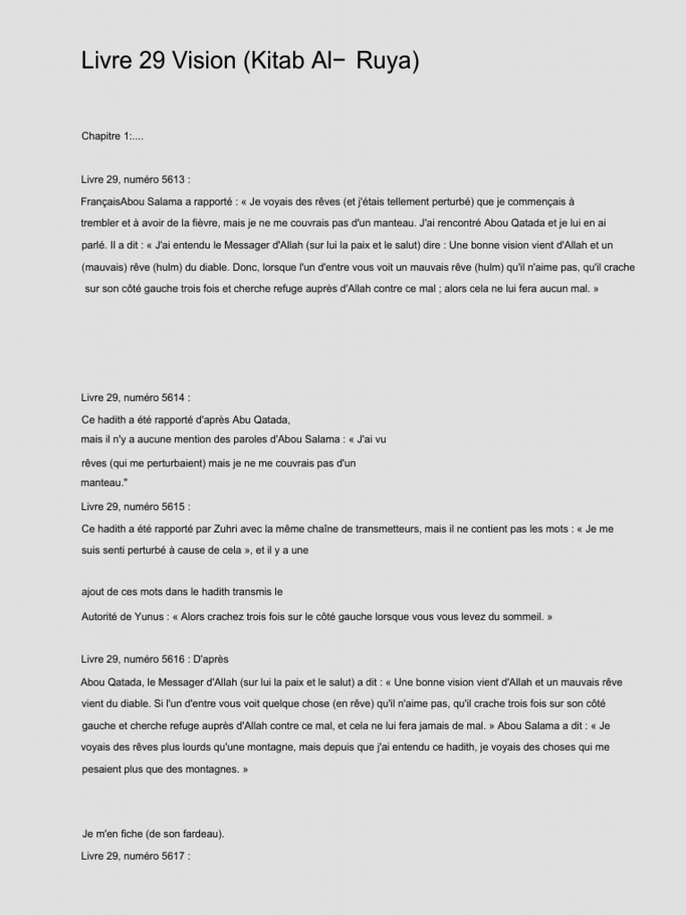Book 29 Vision Kitab Al Ruya | PDF