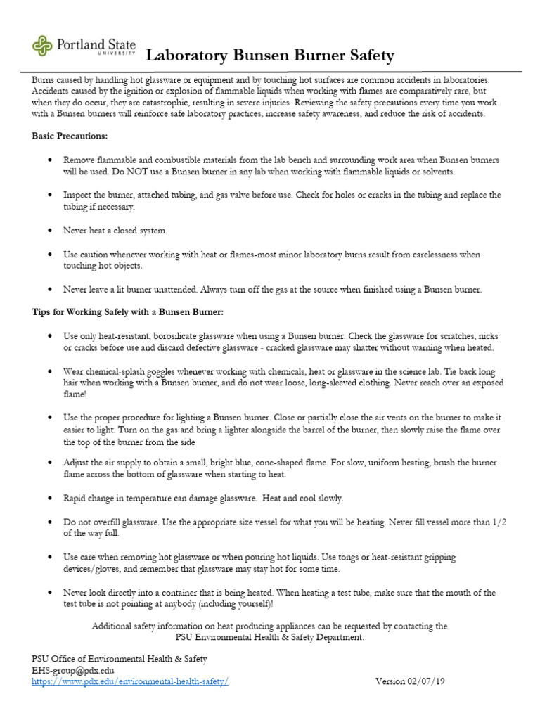 Bunsen Burner Safety | PDF