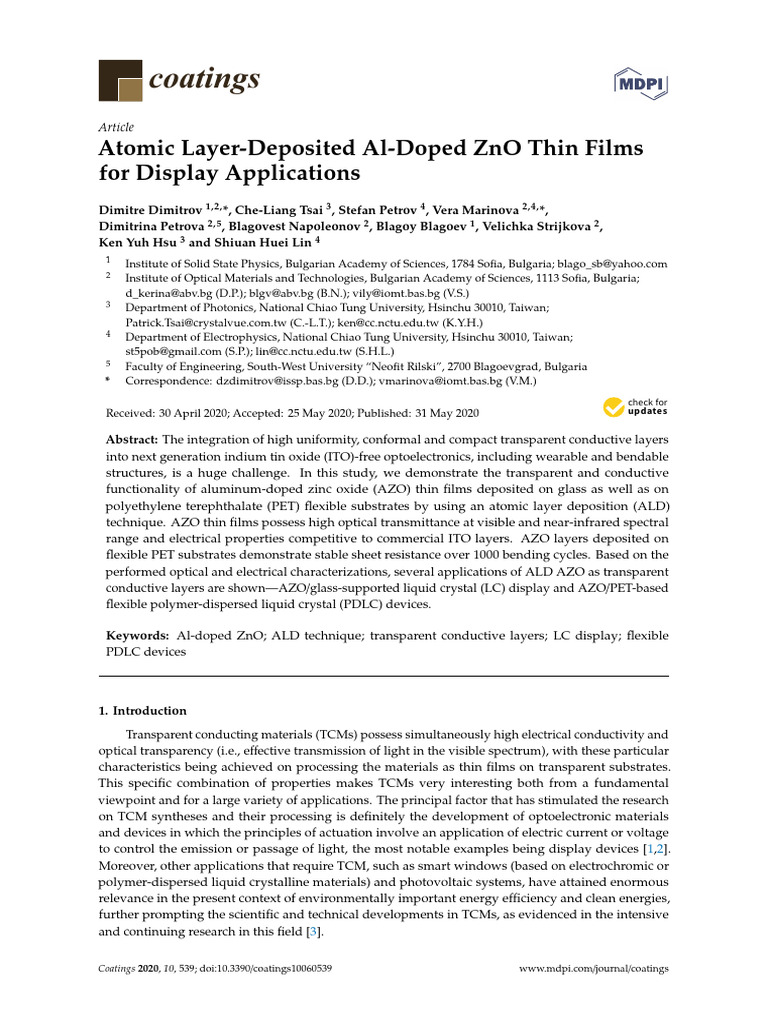 Atomic Layer-Deposited Al-Doped ZnO Thin Films For Display Applications ...