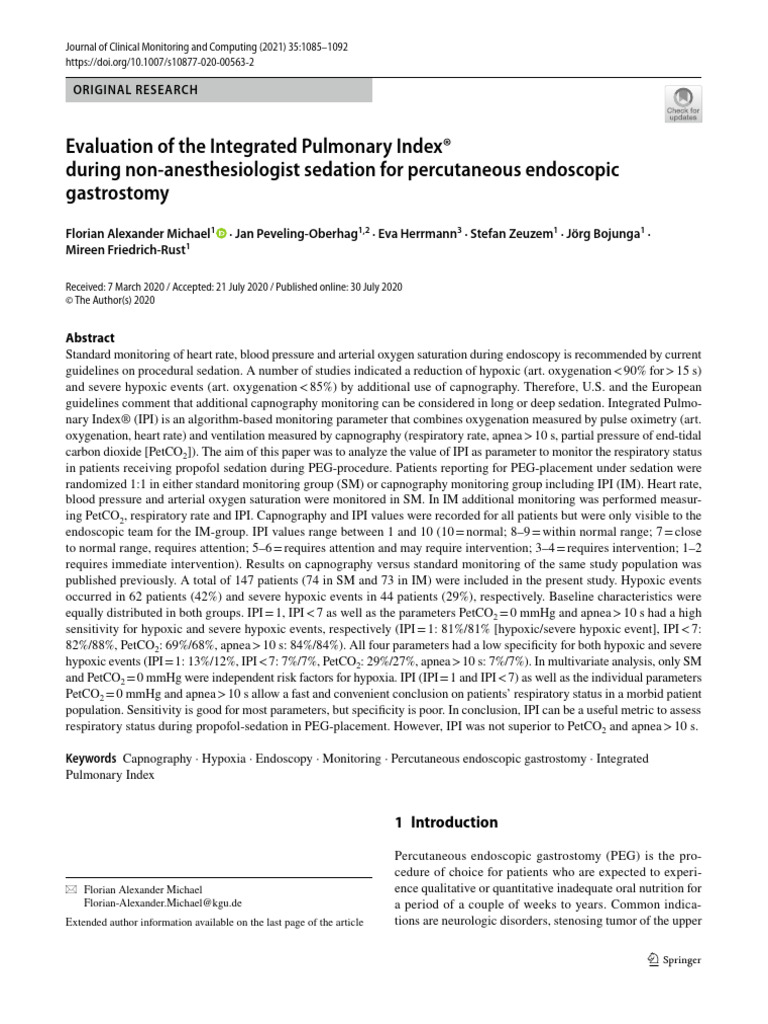 Evaluation of The Integrated Pulmonary Index® During Non ...