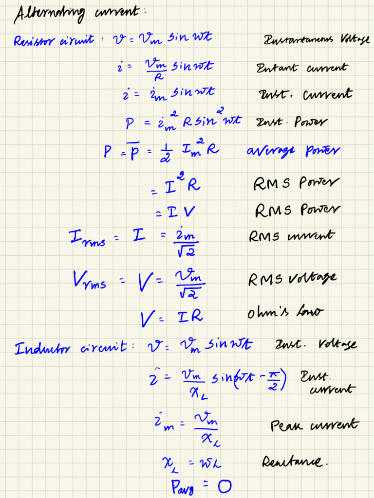 Ac Circuits Formulas Pdf