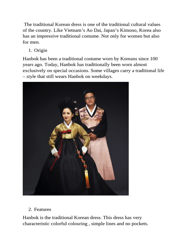 The Traditional Korean Dress Is One of The Traditional Cultural Values ...