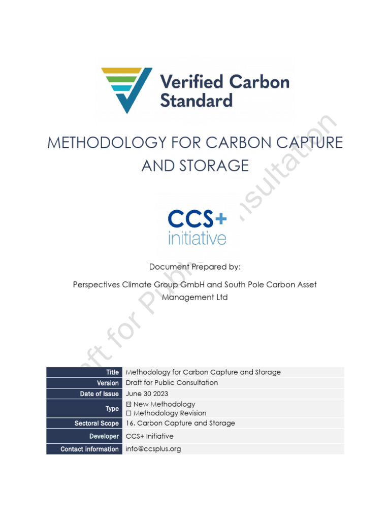 CCS Methodology Public Consultation Draft | PDF