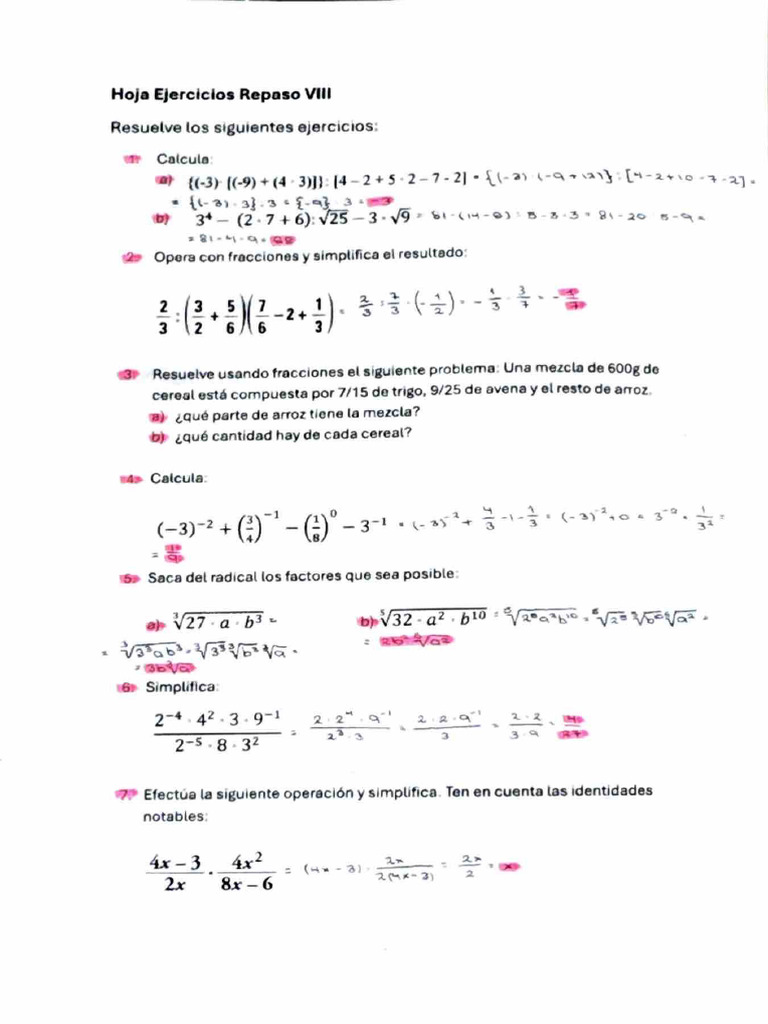 Hoja Ejercicios Repaso VIII | PDF