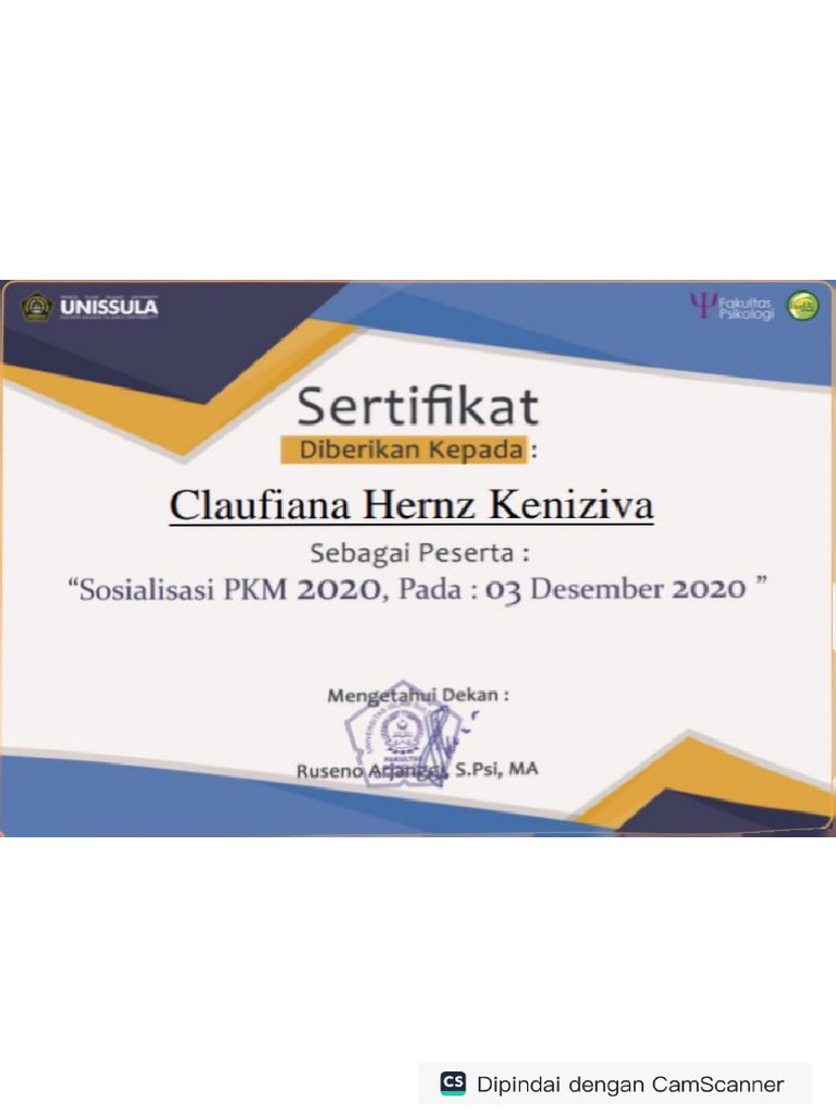 Sertif Sosialisasi PKM | PDF