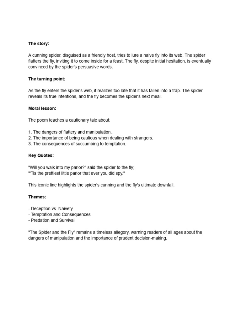 The Spider and Fly | PDF