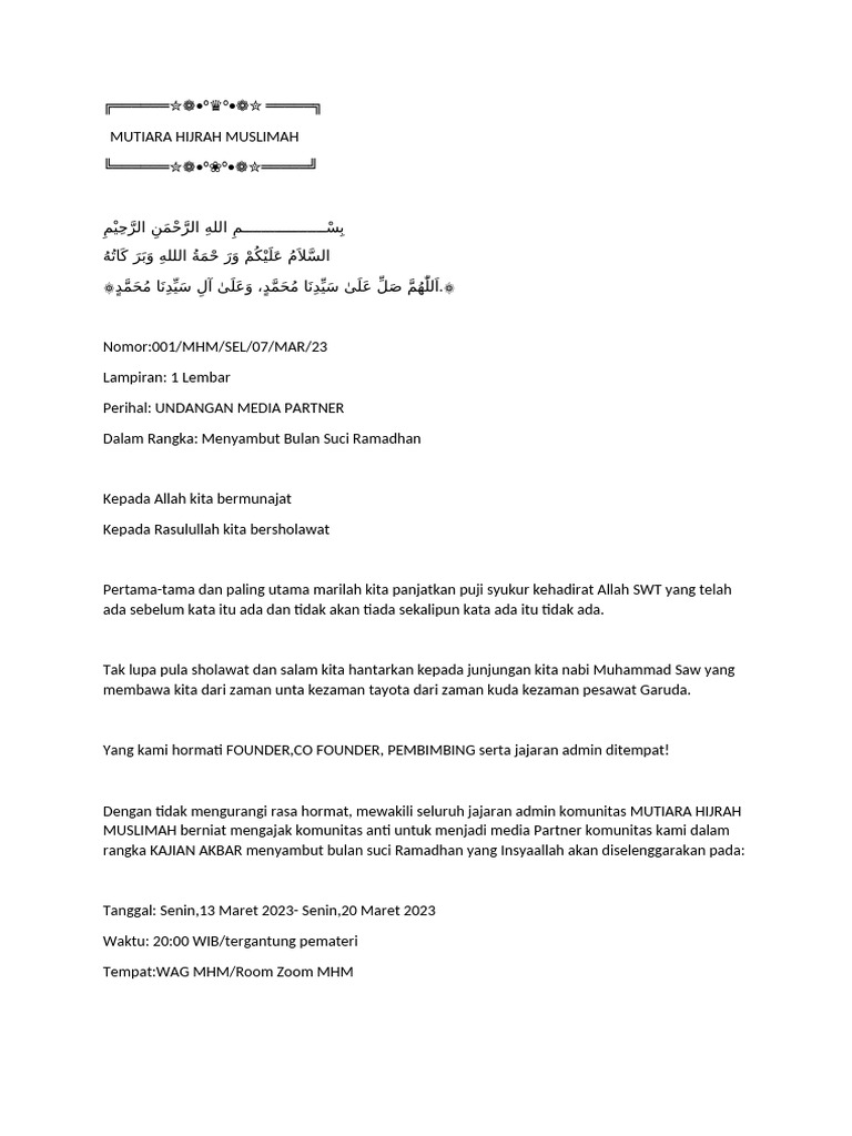 Undangan Media Partner | PDF