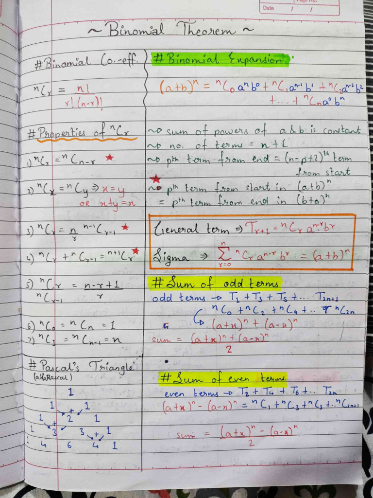 Binomial Short notes | PDF