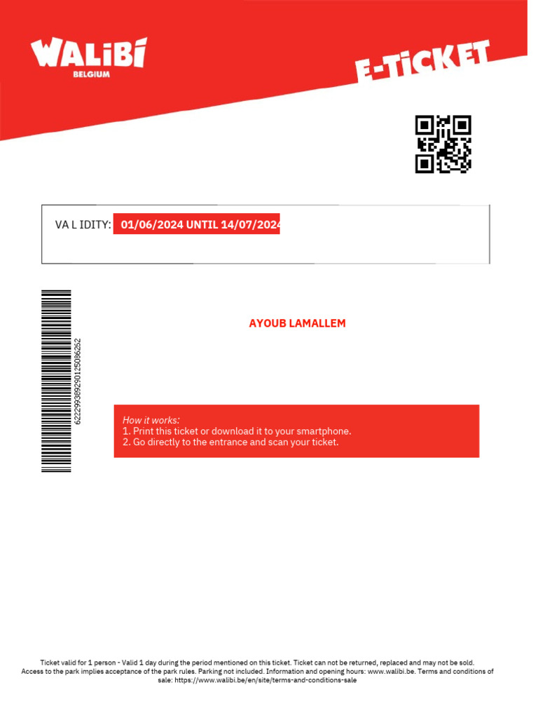 Ticket Walibi 7 | PDF