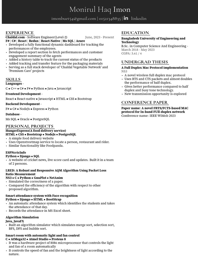 Imon Resume | PDF