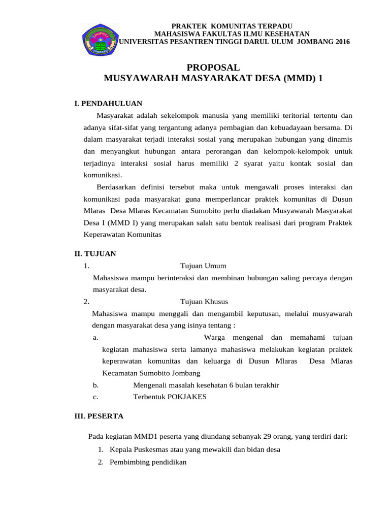 Proposal MMD 1 Mlaras Print | PDF