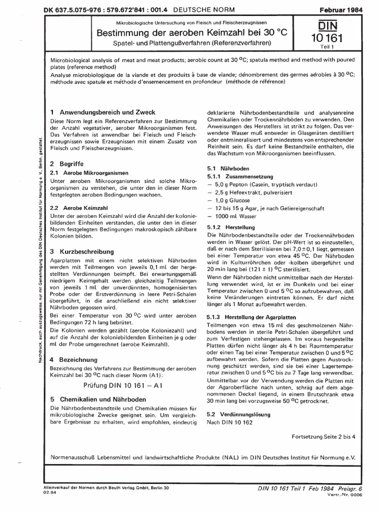 Din 10161-1 1984-02 | PDF