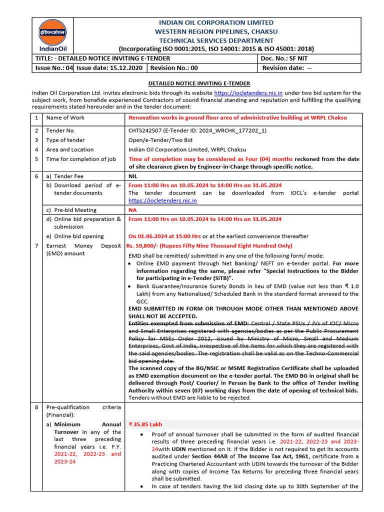 Tendernotice 1 | PDF