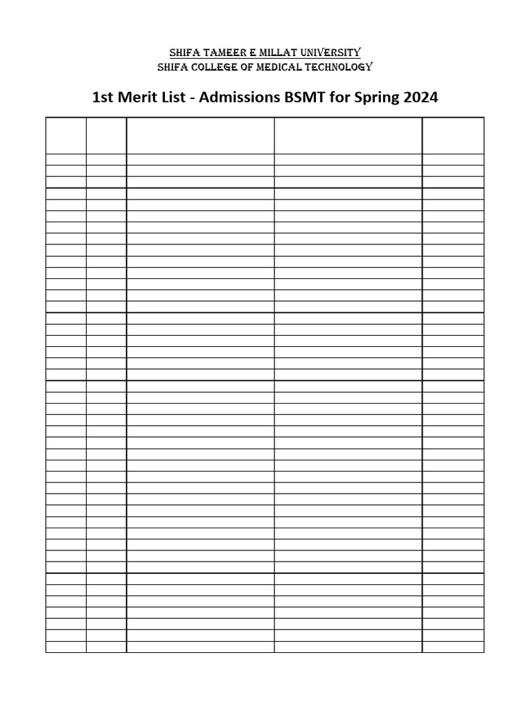 1st Merit List SP 2024 BSMT | PDF