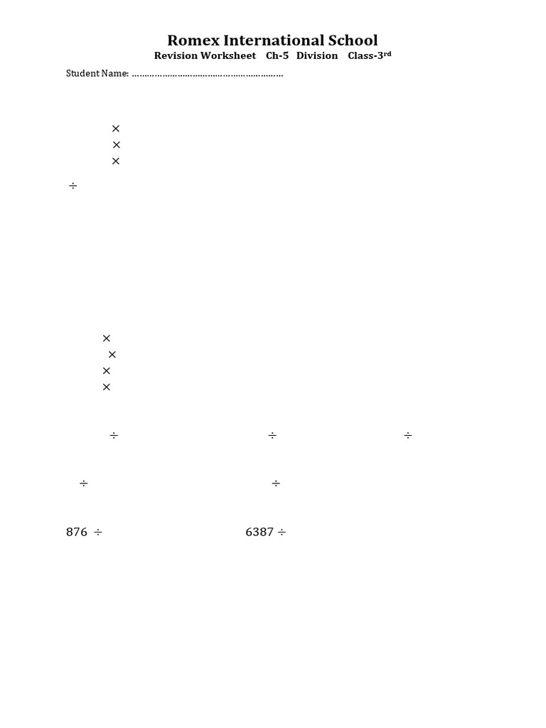 Revision Worksheet | PDF