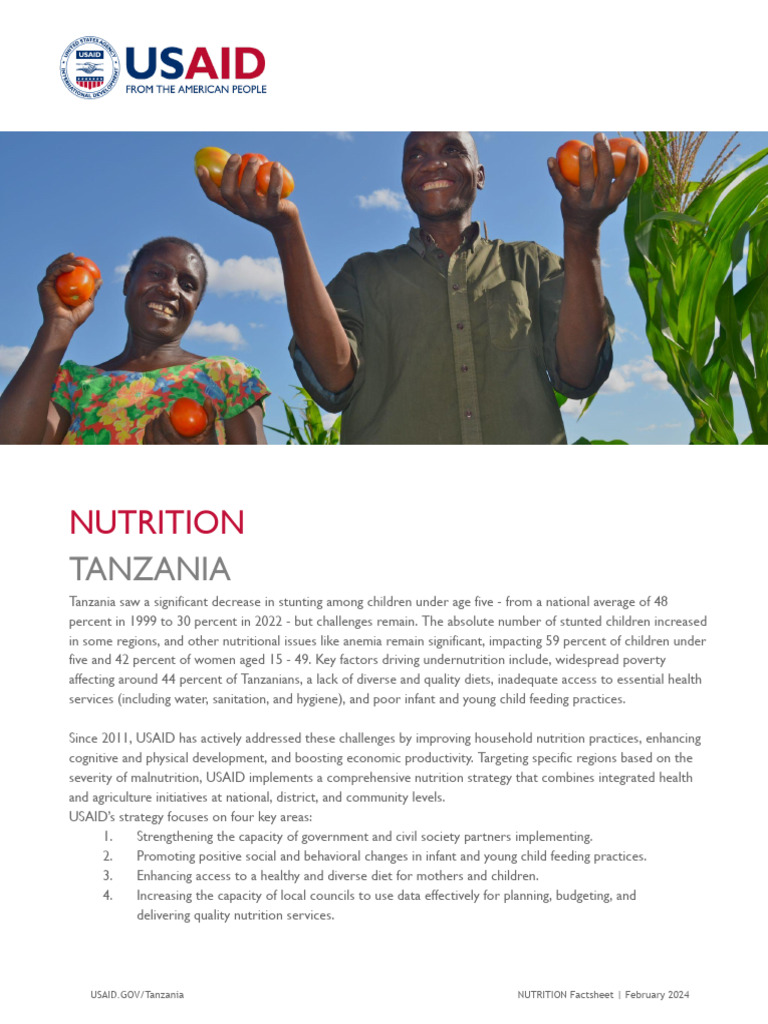 USAID Tanzania Nutrition Fact Sheet 2024 | PDF