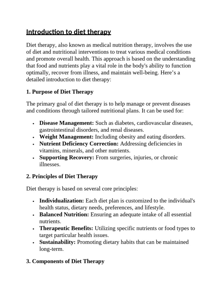 Introduction to diet therapy | PDF