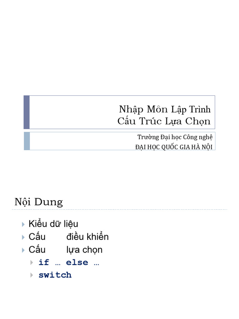 bg03 - cấu trúc lựa chọn - vnu.uet.NMLT | PDF
