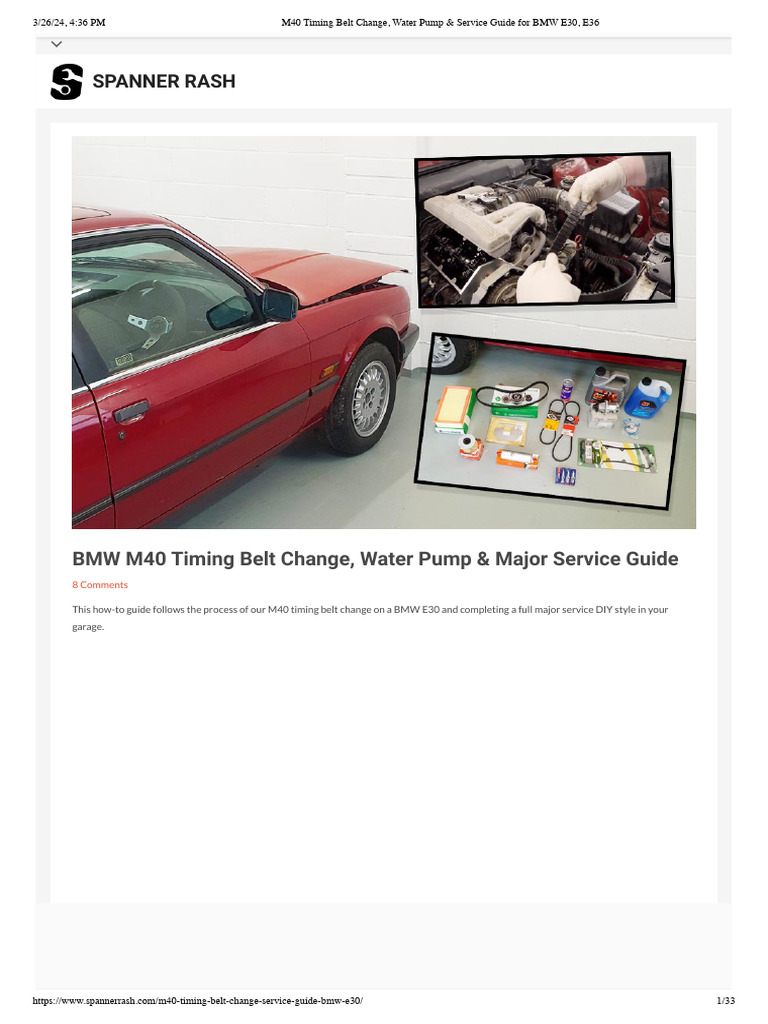 M40 Timing Belt & Service Guide for E30 | PDF | Screw | Computers