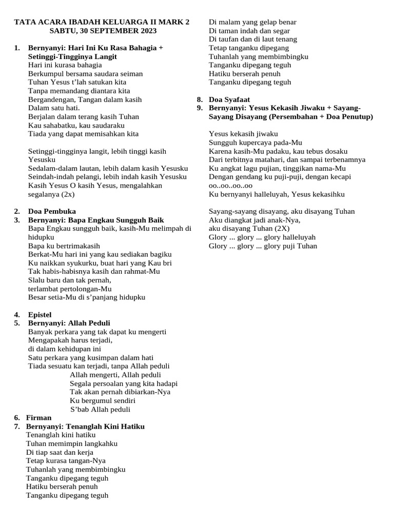 Tata Acara Ibadah Keluarga Ii Mark 2 | PDF