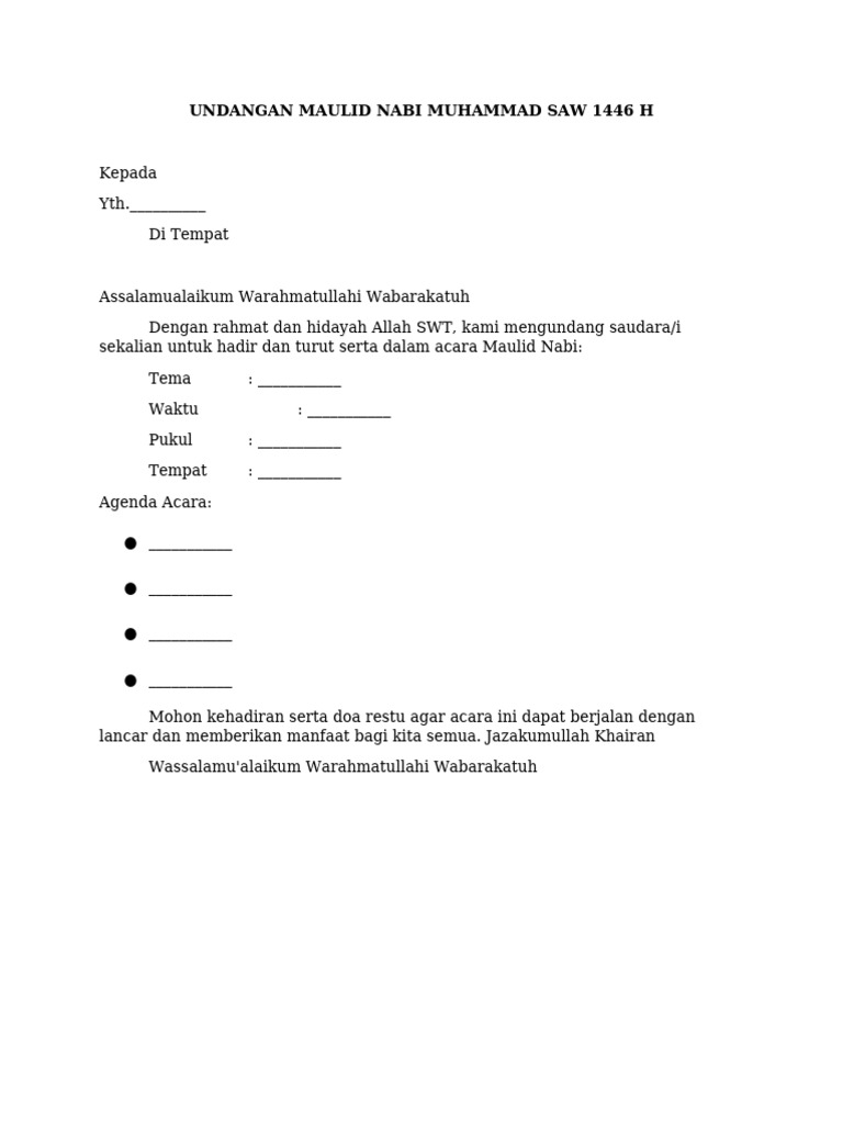 Surat Undangan Maulid Nabi #4 | PDF