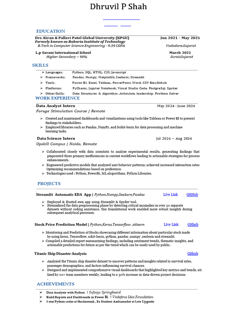 Dhruvil Shah - Resume | PDF