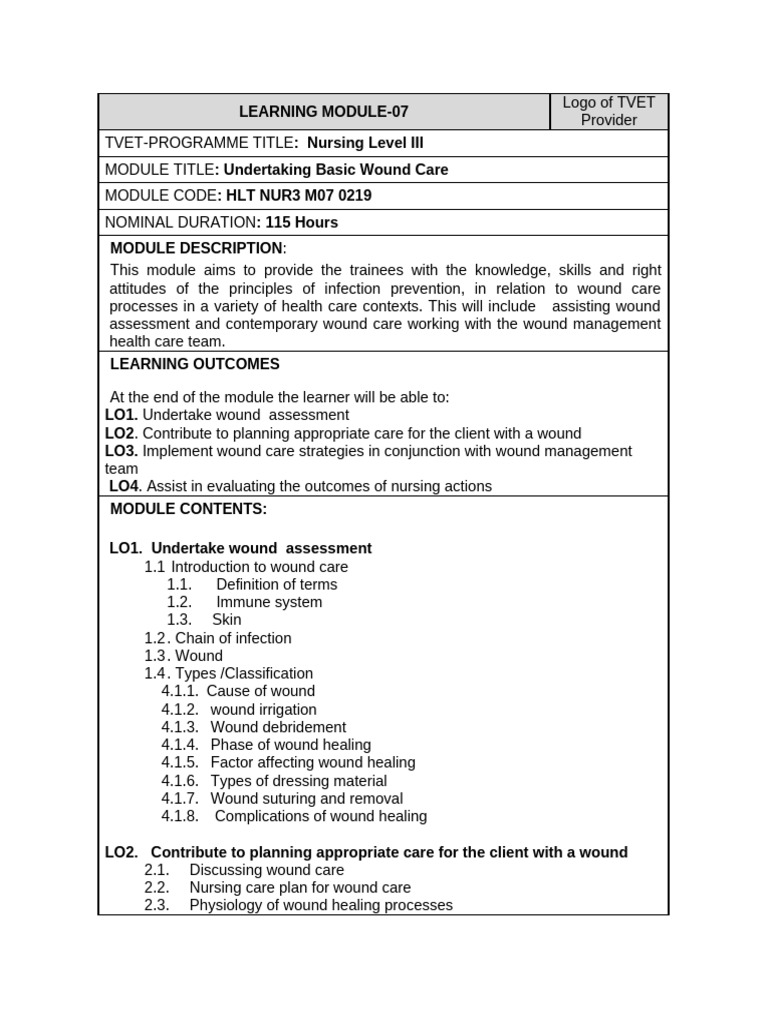 COL Basic Wound Care SHSC 2025 | PDF | Wound | Nursing