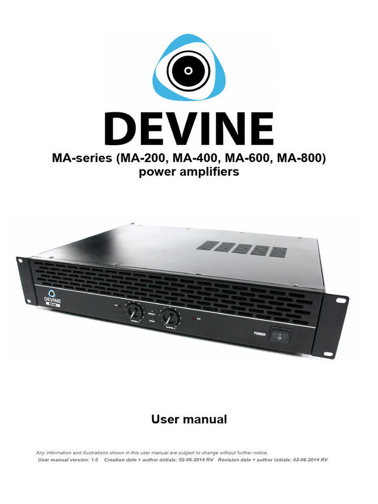 Devine Ma Series Small Power Amplifier User Manual | PDF