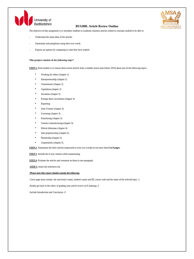 Article Review Outline | PDF