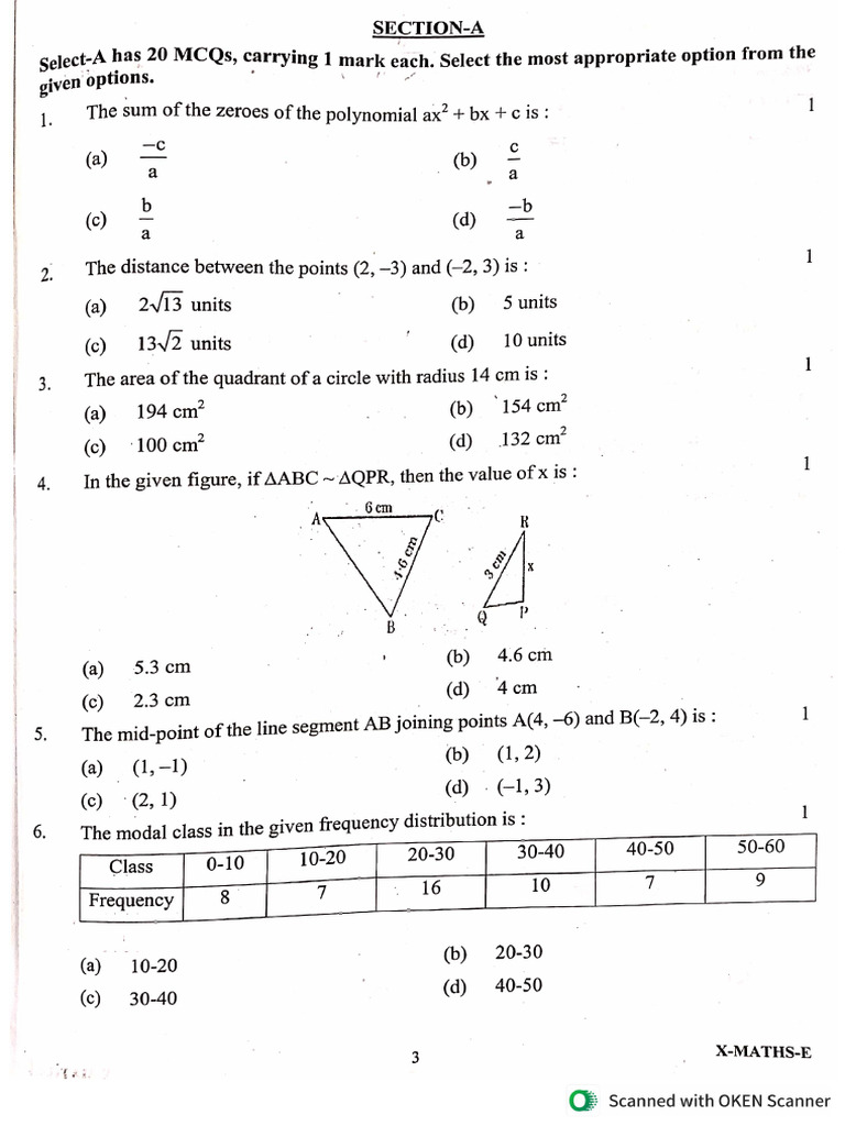 Class 10th Basic Mathematics | PDF