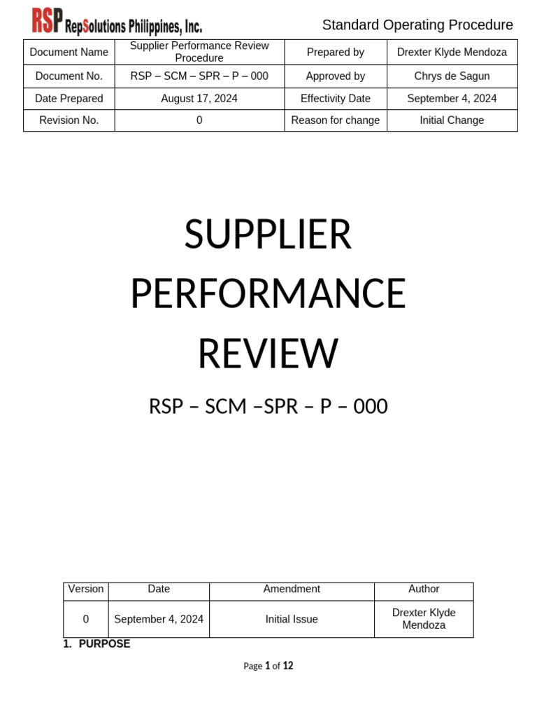 RSP SCM SPR P 000 | PDF | Supply Chain | Technology & Engineering